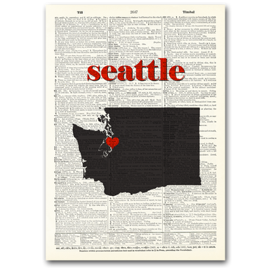 Seattle Washington Love Dictionary Art Print - Tipsy Coasters & Gifts