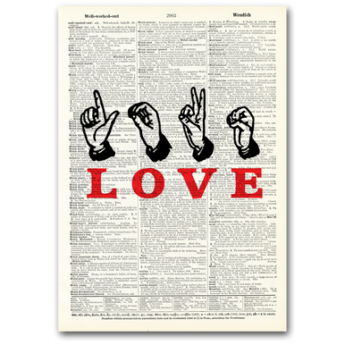 Love Print Language Dictionary Art Print - Tipsy Coasters & Gifts