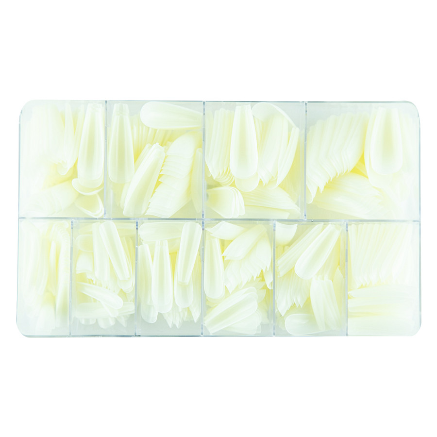 Full Cover Nail Tips Box - Coffin Shape in Natural - Lynamy Beauty Supply