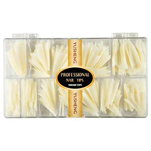 Professional Nail Tips Box - Stiletto Half Nail Tips 600pcs - Lynamy ...