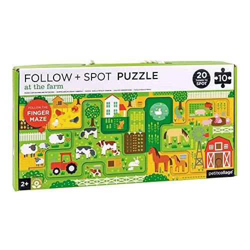 Petit Collage Follow + Spot Puzzle, At The Farm, 10-Pieces Large Puzzle ...