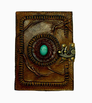 Leather Journal with Scar Stitching and Turq Stone - Fantasy Gifts ...