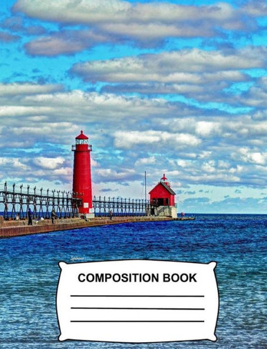 Lighthouse Composition Book : Graph Paper 4X4 Ocean View Notebook For ...