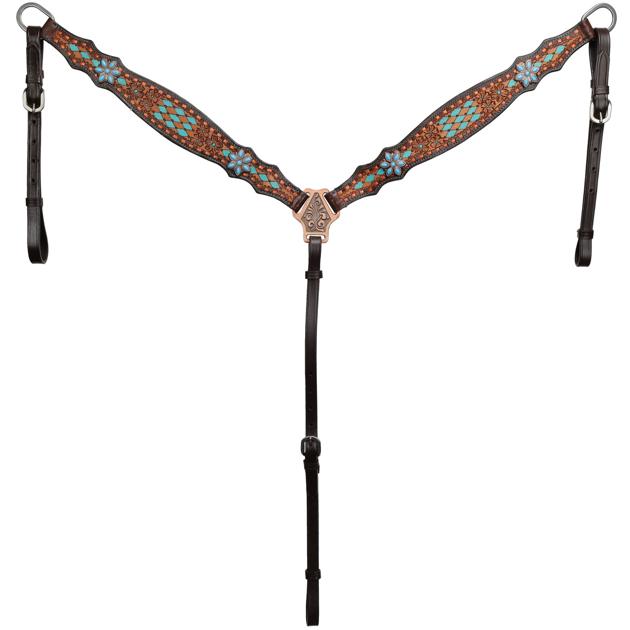 Showman Diamond Bloom Single Ear Headstall & Breast Collar Set ...