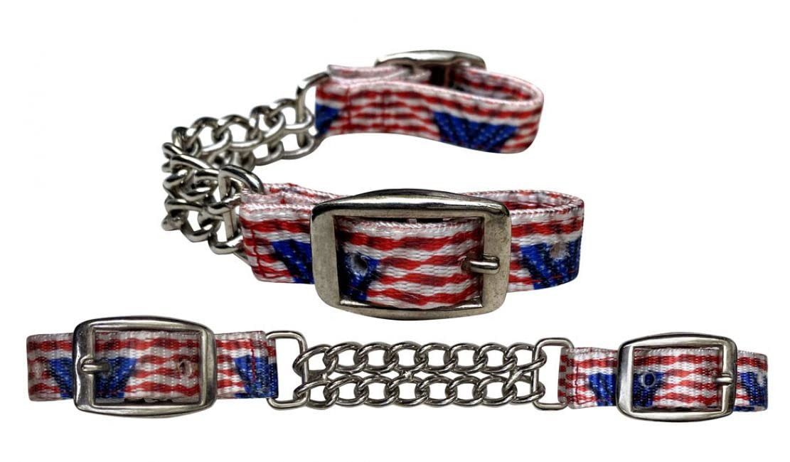 Showman American Flag Double Chain Nylon Curb Strap - Carolina Tack ...