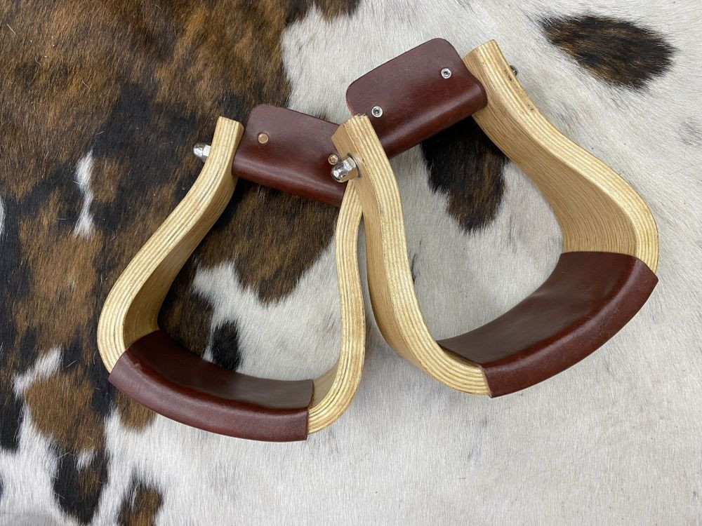 Showman Polished Light Oak Wooden Stirrups - Carolina Tack Supply Inc