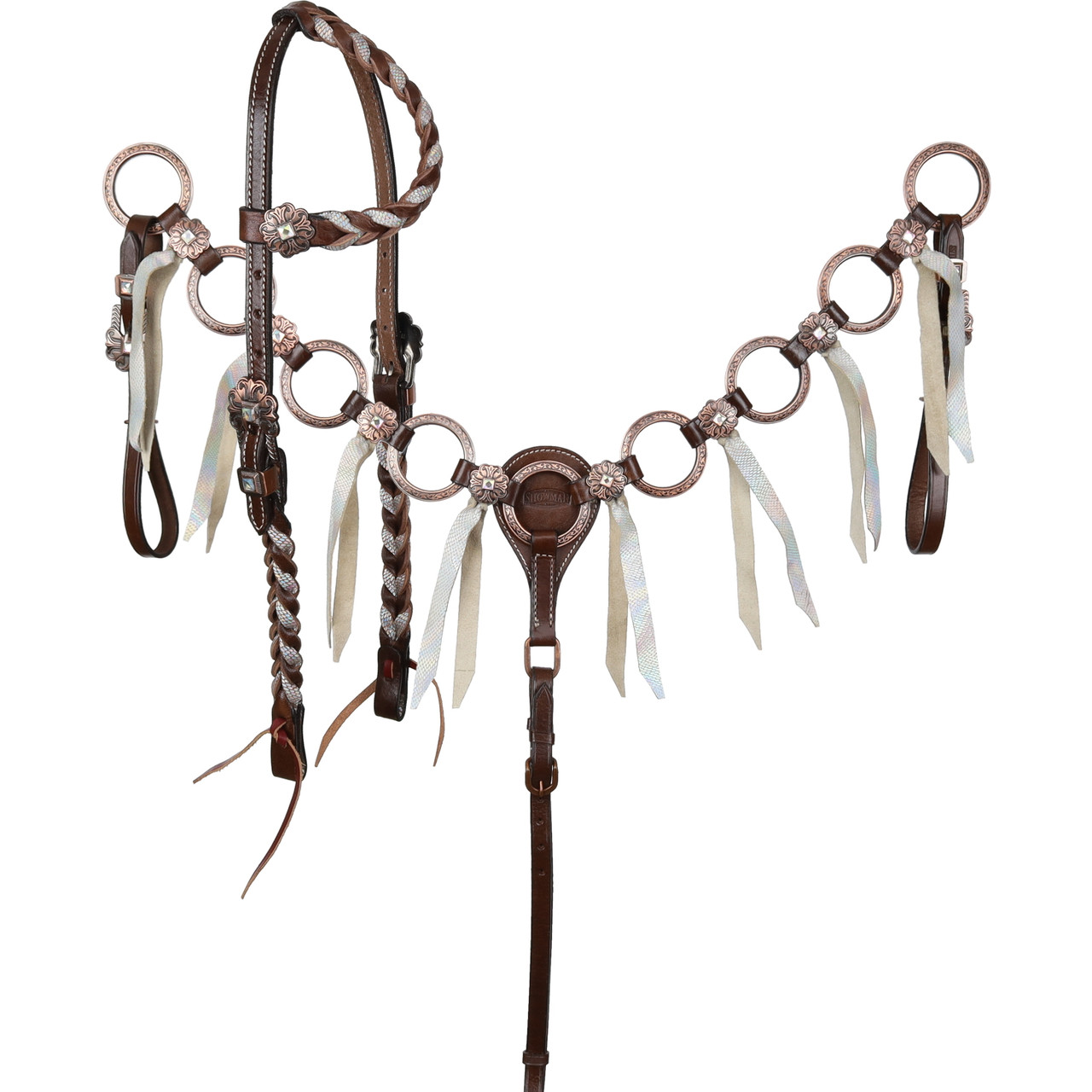 Showman Frosted Halo Single Ear Headstall & Breast Collar Set ...
