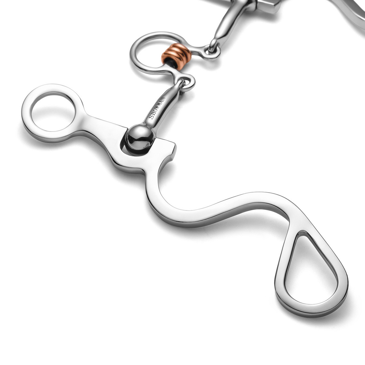 Showman Long S Shank Bit w/ Three Piece Jointed Copper Rollers ...