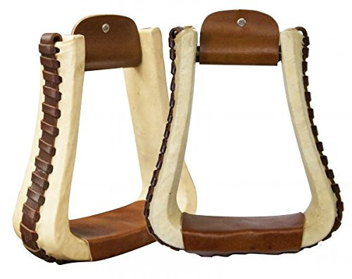 Showman ® rawhide covered pleasure style western stirrups with leather ...