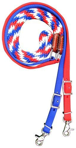 Showman ® Premium braided Red, White, and Blue nylon contest reins.
