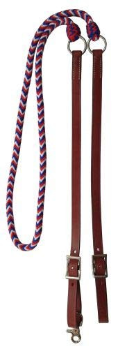Showman Braided Red, White & Blue Nylon/Leather Contest Reins ...