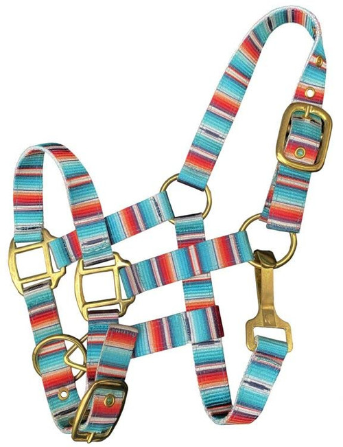 Showman Pony Nylon Halter w/ Teal Serape Print - Carolina Tack Supply Inc