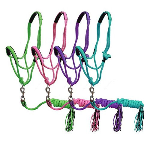 Showman PONY Braided Nylon Cowboy Knot Rope Halter w/ Lead - Carolina ...