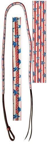Showman 4' Leather Over & Under Whip w/ Stars & Stripes Print Overlay ...