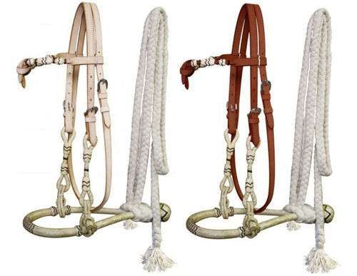 Showman Leather Futurity Knot Rawhide Show Bosal w/ Cotton Mecate Reins ...