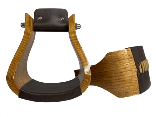 Showman Wide Polished Solid Oak Wooden Stirrups - Carolina Tack Supply Inc