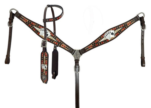 Showman "Royal Flush" Single Ear Headstall & Breast Collar Set ...