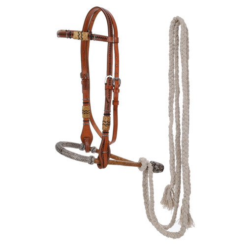 Showman Rawhide Rider Bosal Headstall w/ Reins - Carolina Tack Supply Inc