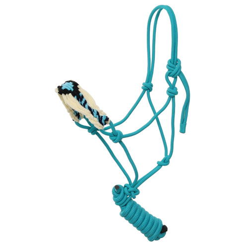 Showman Aruba Cowboy Knot Halter w/ Wool Nose & Lead - Carolina Tack Supply Inc