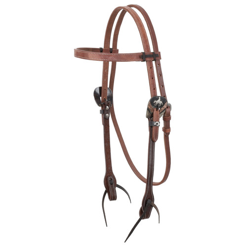Showman Roughstock Browband Leather Headstall - Carolina Tack Supply Inc