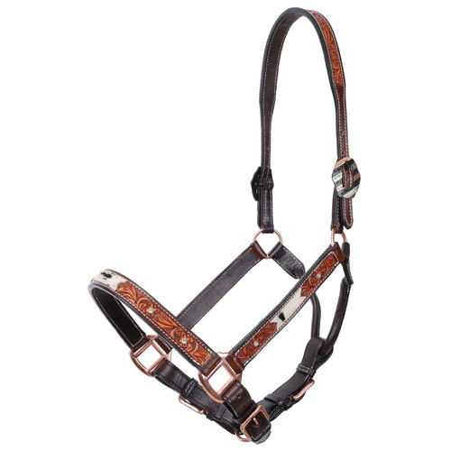 Showman Pansy Leather Halter - Carolina Tack Supply Inc