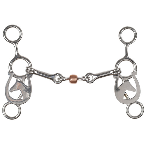Showman Horseshoe Haven Stainless Steel JR Cowhorse Bit w/ Dog Bone ...