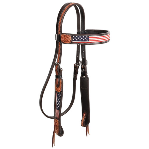 Showman Freedom Flag Browband Headstall - Carolina Tack Supply Inc