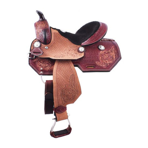 Double T Chestnut Rose Youth Saddle - 12 Inch - Carolina Tack Supply Inc