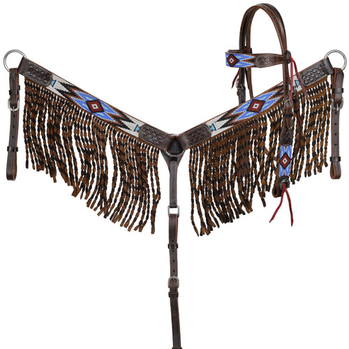 Showman Lakota Sky Beaded Browband Headstall & Breast Collar Set ...