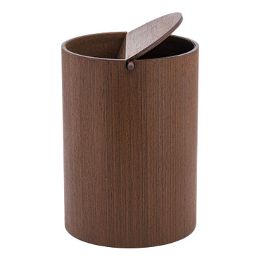 Swing Lid Small Waste Paper Bin (wood) with metal liner