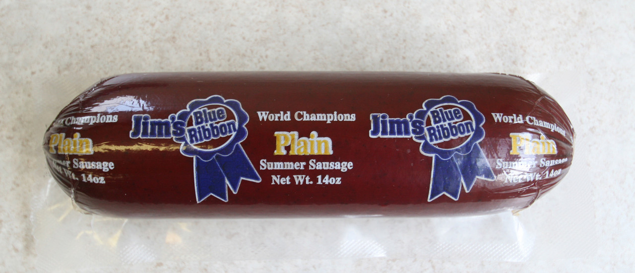 Jim's Blue Ribbon Beef Summer Sausage, 14oz and 28 oz