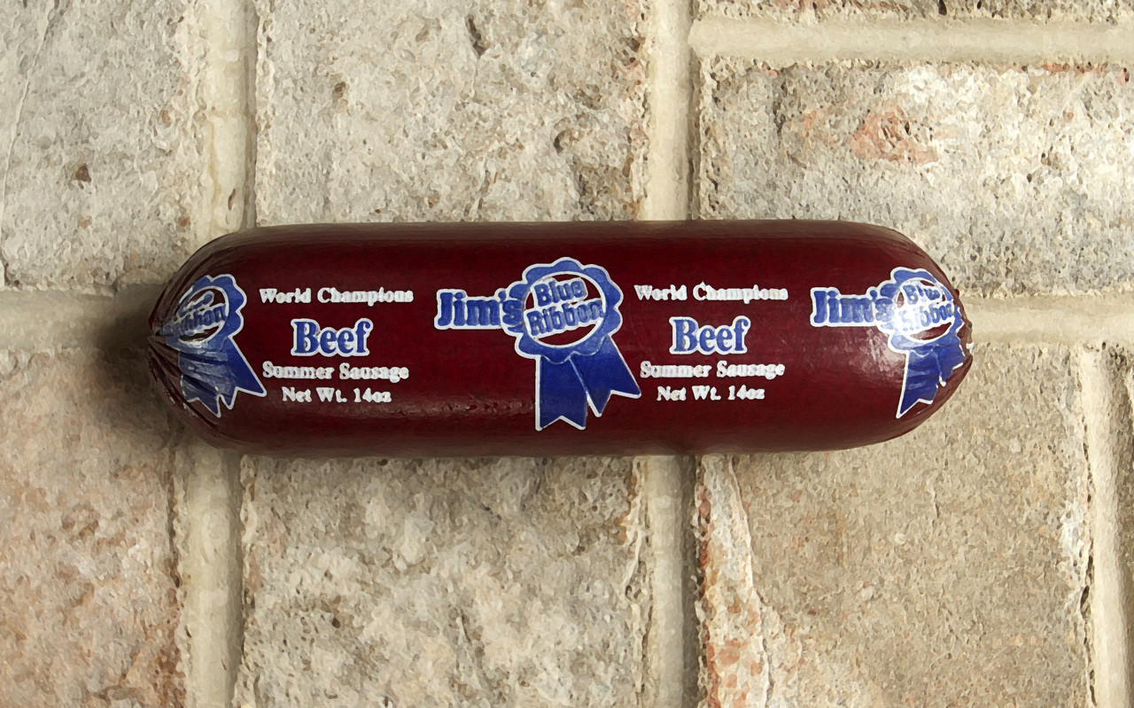 Jim's Blue Ribbon Beef Summer Sausage, 14oz and 28 oz