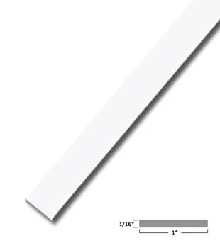 1" X .075" White Vinyl Flat Bar Window Trim with Tape - 12' | Wholesale ...