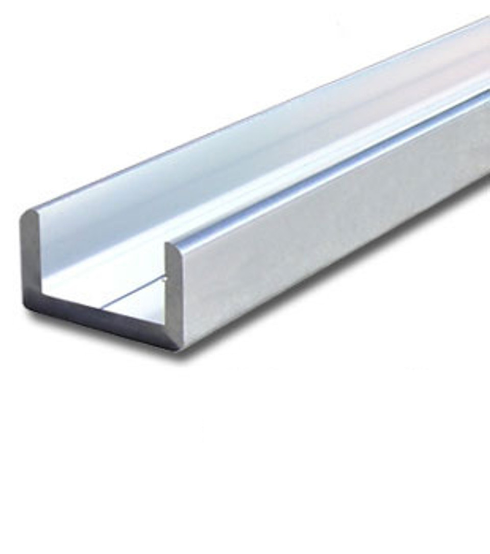Brite Anodized Aluminum Shallow U-Channel for 1/2" Glass 47-7/8 ...