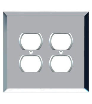 Custom Jumbo Double Duplex Glass Mirror Outlet Cover Plate