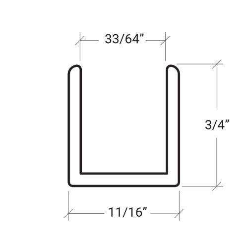 1/2" Deep U-Channel Brushed Gold 95" | Wholesale Glass & Supplies