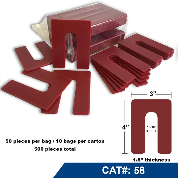 1/8" X 4" Red Jumbo Plastic Horseshoe Shims Case of 500 | Wholesale ...