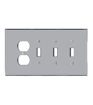 2 Duplex + 3 Toggle Acrylic Mirror Outlet Cover Plate | Wholesale Glass ...