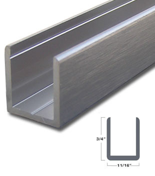 Brushed Nickel Aluminum Deep U-Channel for 1/2" Glass 95" | Wholesale ...