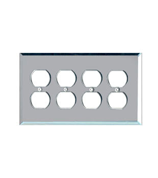 Quad Duplex Glass Mirror Outlet Cover Plate | Wholesale Glass & Supplies
