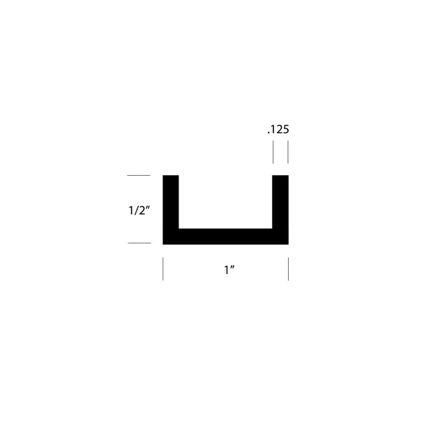 1" x 1/2" x 1/8" Wall Brushed Nickel U-Channel 95" | Wholesale Glass ...