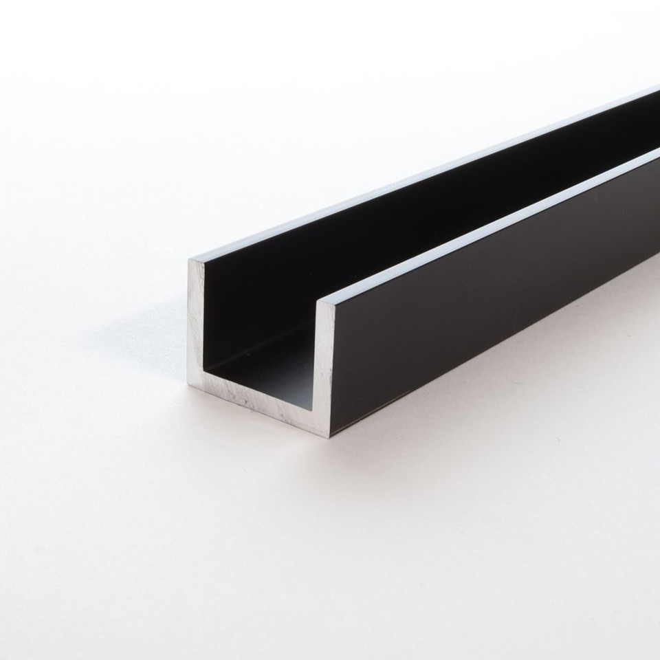 1" x 1" x 1/8" Wall Black Anodized U-Channel 95"