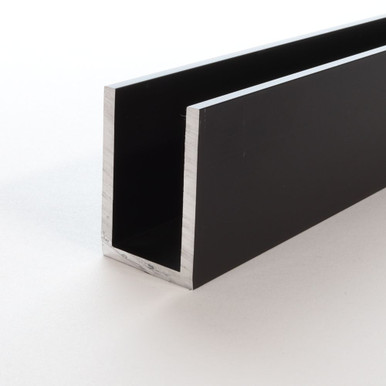 1" x 2" x 1/8" Wall Matte Black U-Channel 95" | Wholesale Glass & Supplies