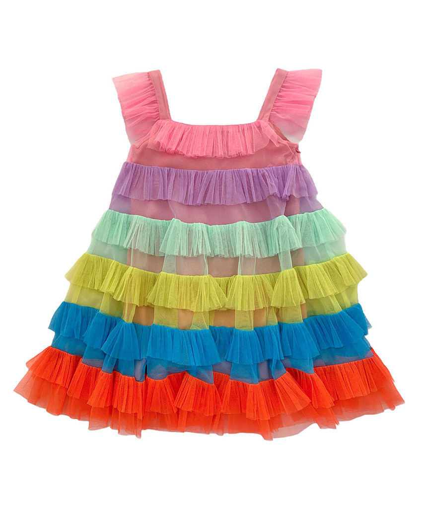 Rainbow Ruffles Colorful Dress for Girls