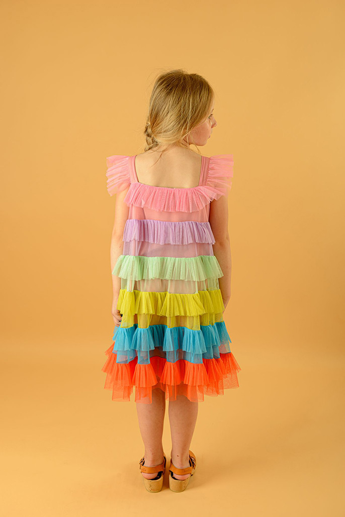 Rainbow Ruffles Colorful Dress for Girls