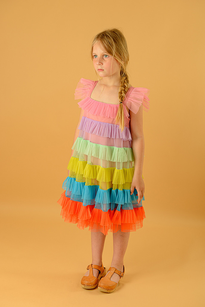 Rainbow Ruffles Colorful Dress for Girls