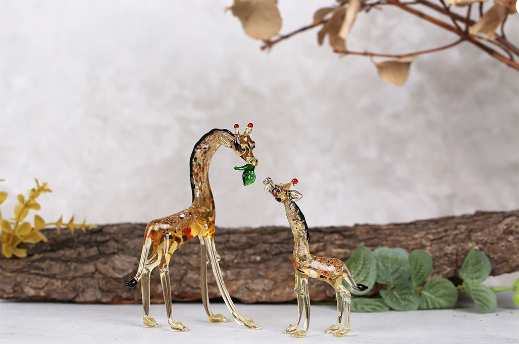 Murano Glass Giraffe Duo Sculpture