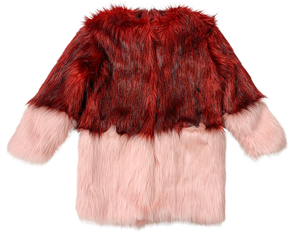 RaspberryPlum Girls Red & Pink Faux Fur Coat