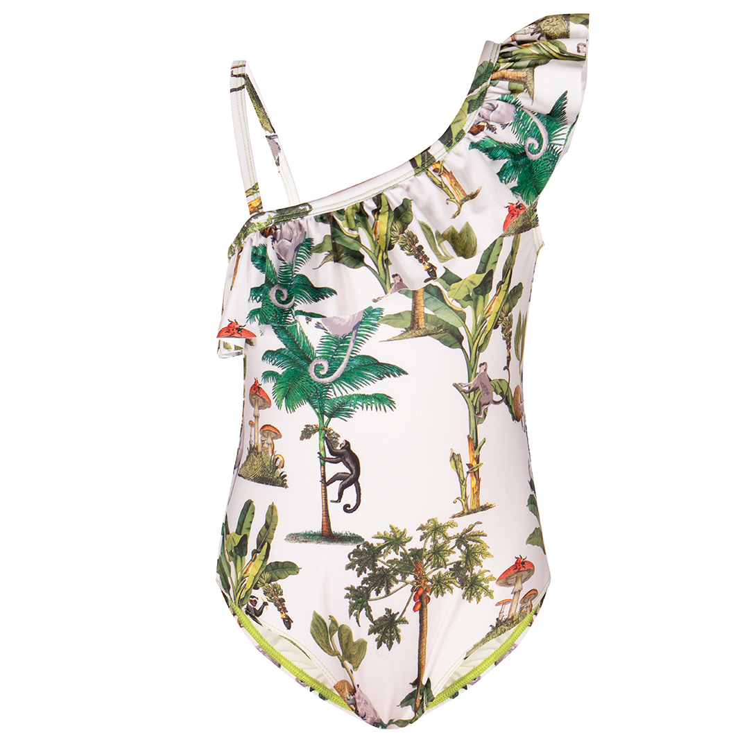 KRIO + COLOR Jungle Rash One Shoulder Swimsuit for Girls