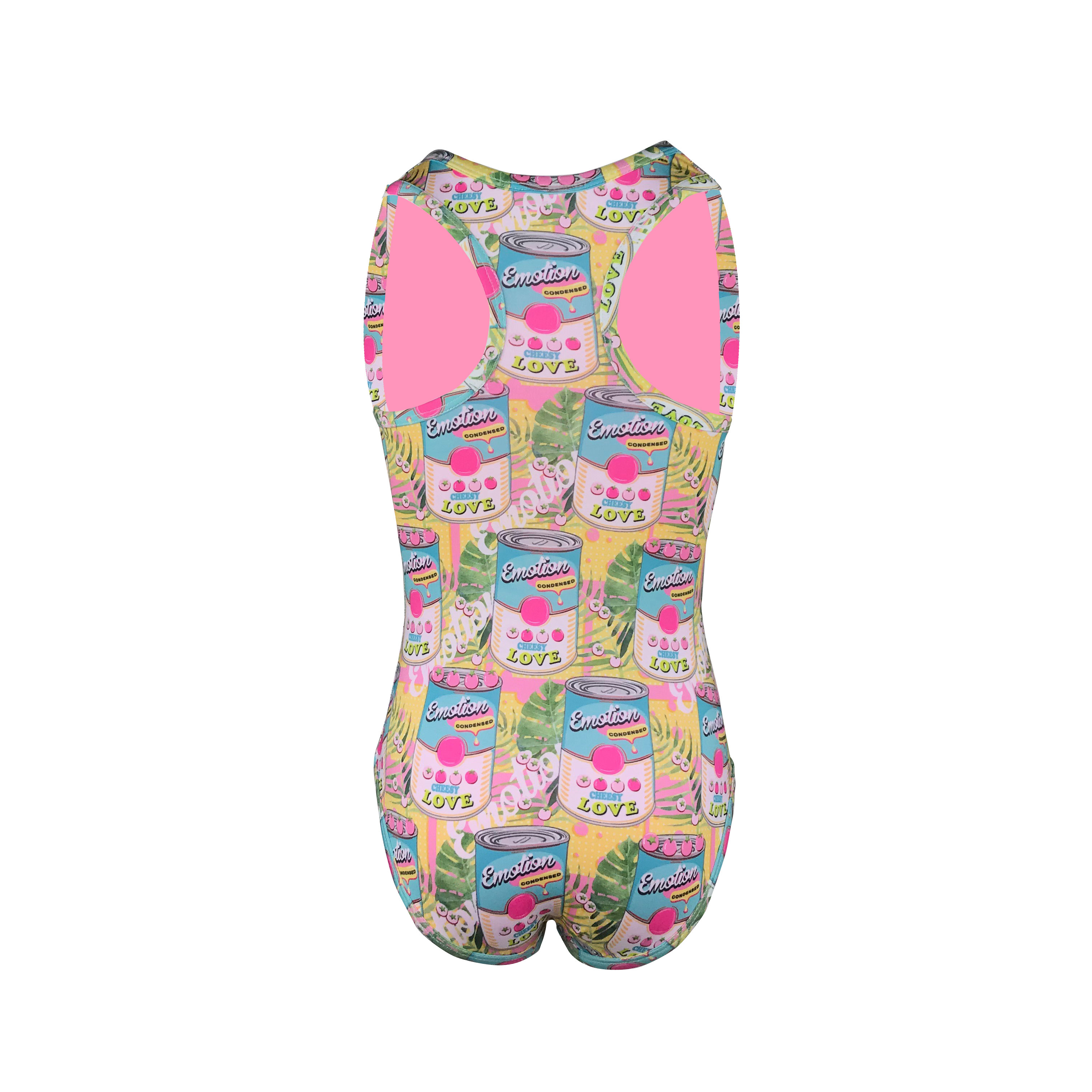 KRIO + COLOR Racerback Cheesy Love Bodysuit for Girls